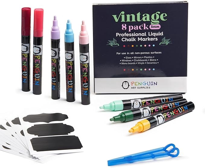 Liquid Chalk Markers, Set of 8-3mm Fine Tip Chalkboard Markers with 24 ...