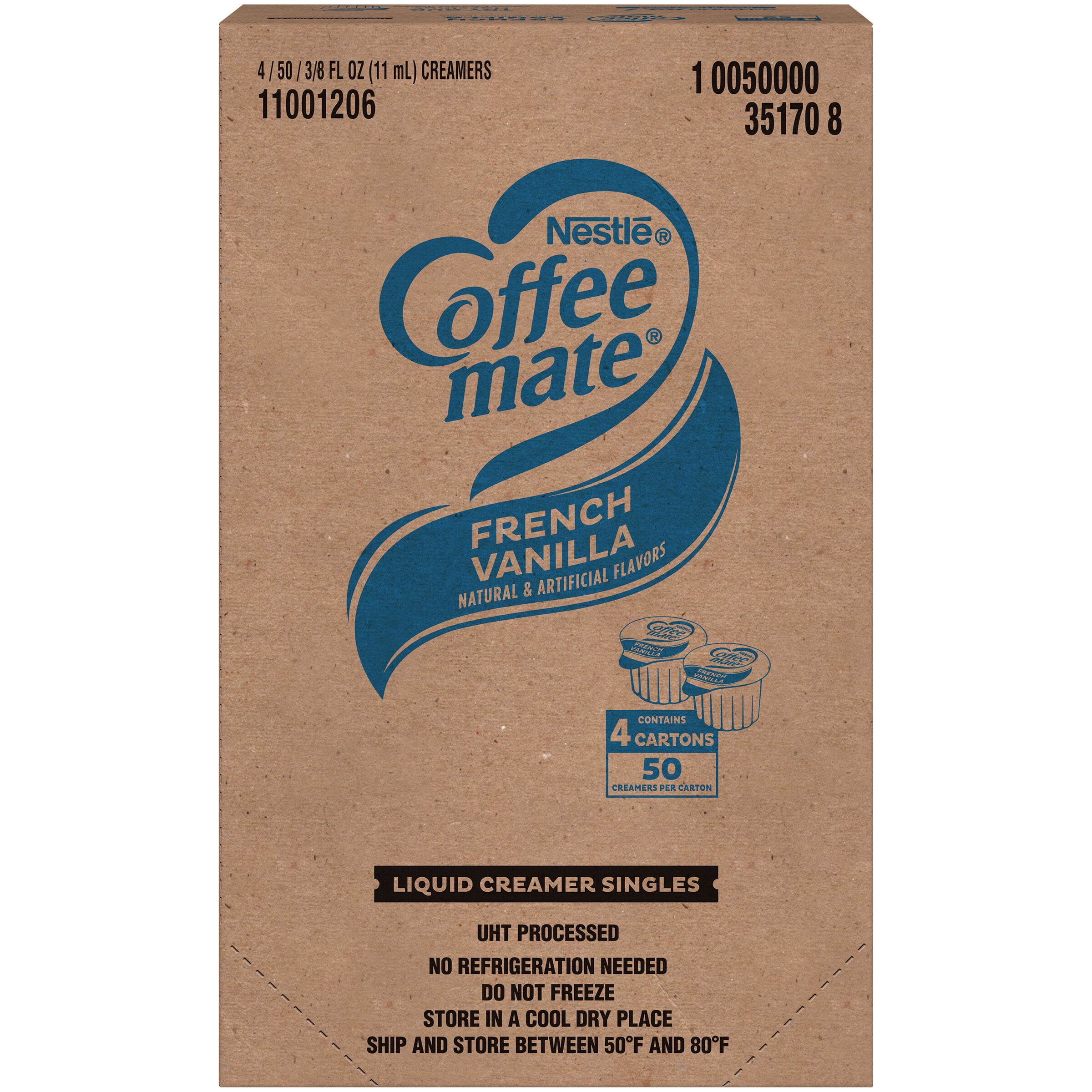 Liquid Coffee Creamer, French Vanilla, 0.38 Oz Mini Cups, 50/box, 4 ...