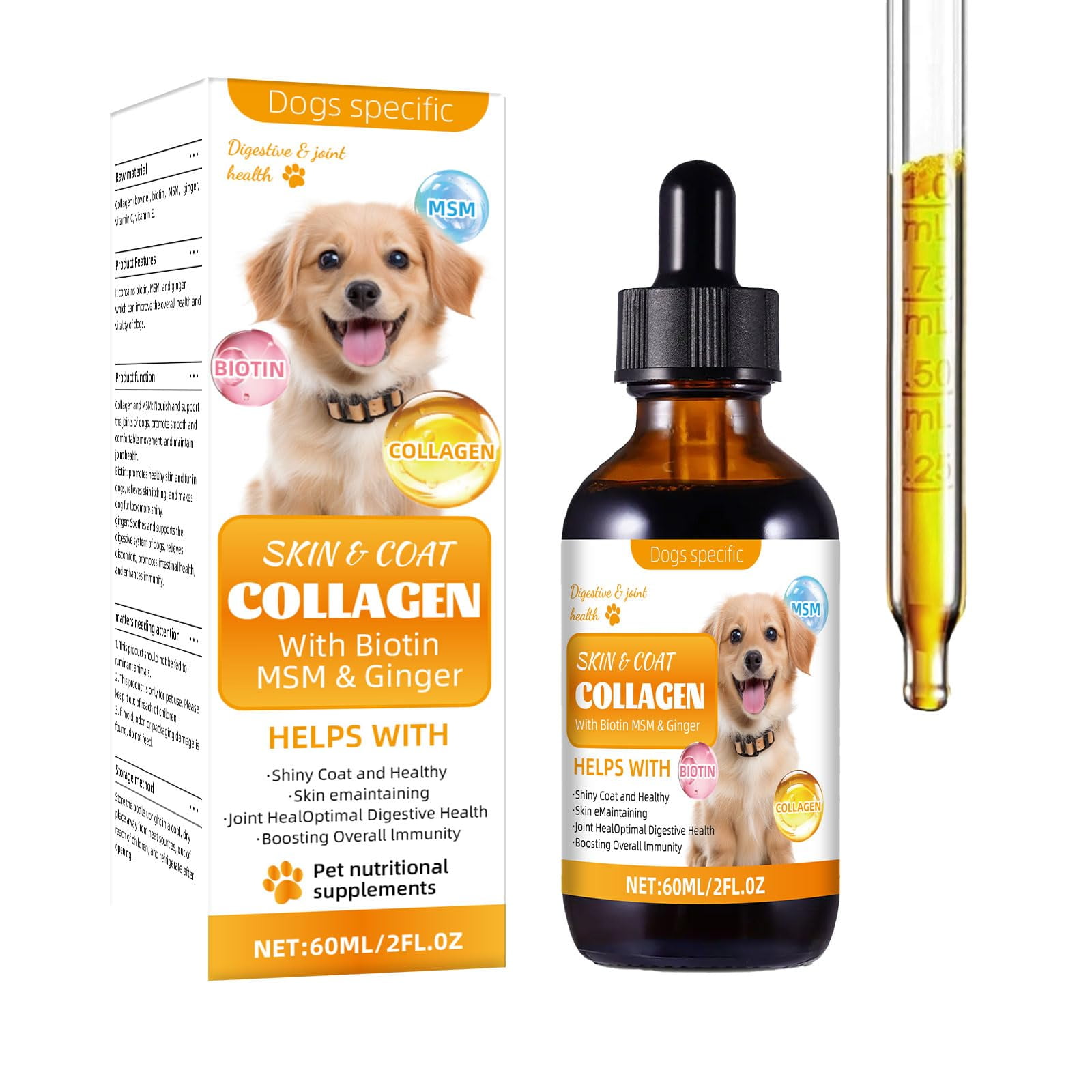 Liquid Collagen for Dogs, DPF11 Dog Collagen Drops with Biotin, MSM ...