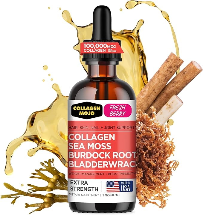 Collagen Mojo Liquid Collagen Peptides with Sea Moss Burdock Root ...