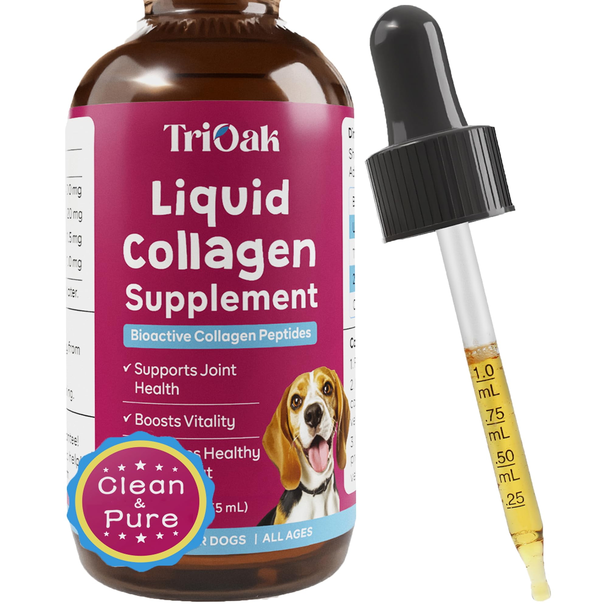 Liquid Collagen Supplement Drops for Dogs: ATT1Hip & Joint Skin & Coat ...