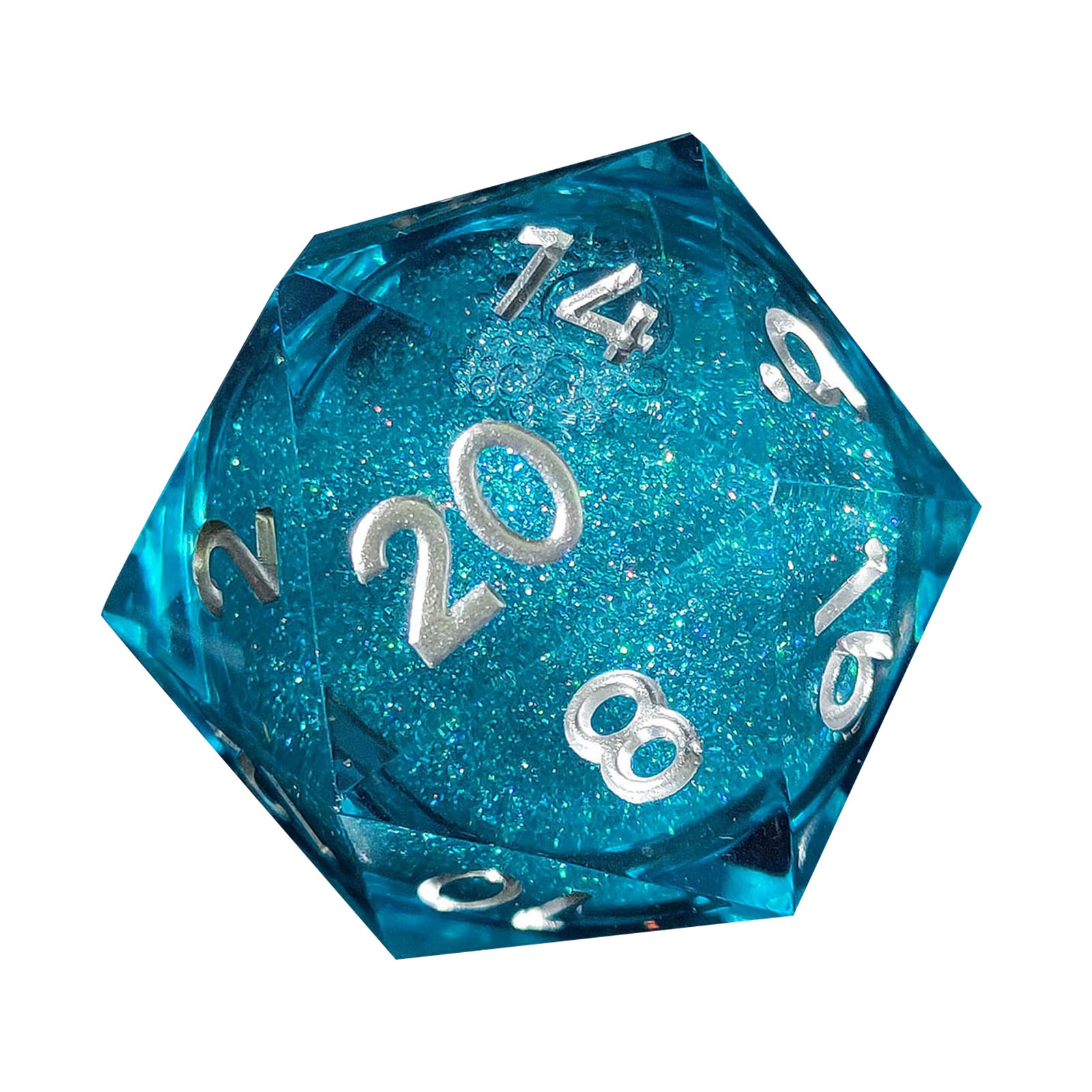 Liquid Core Resin Dice Sharp Edge 20 Sides Dice Golden Silver-color ...