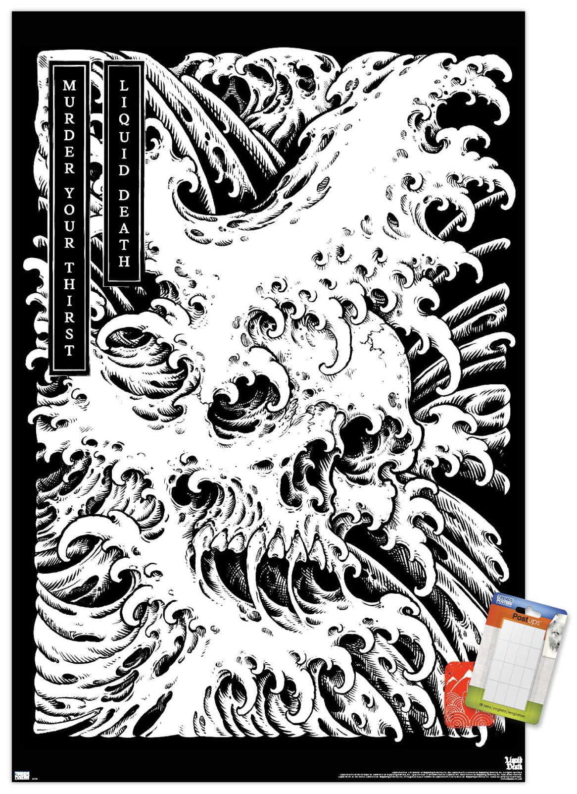 Liquid Death - Death Wave Wall Poster, 14.725" x 22.375" - Walmart.com
