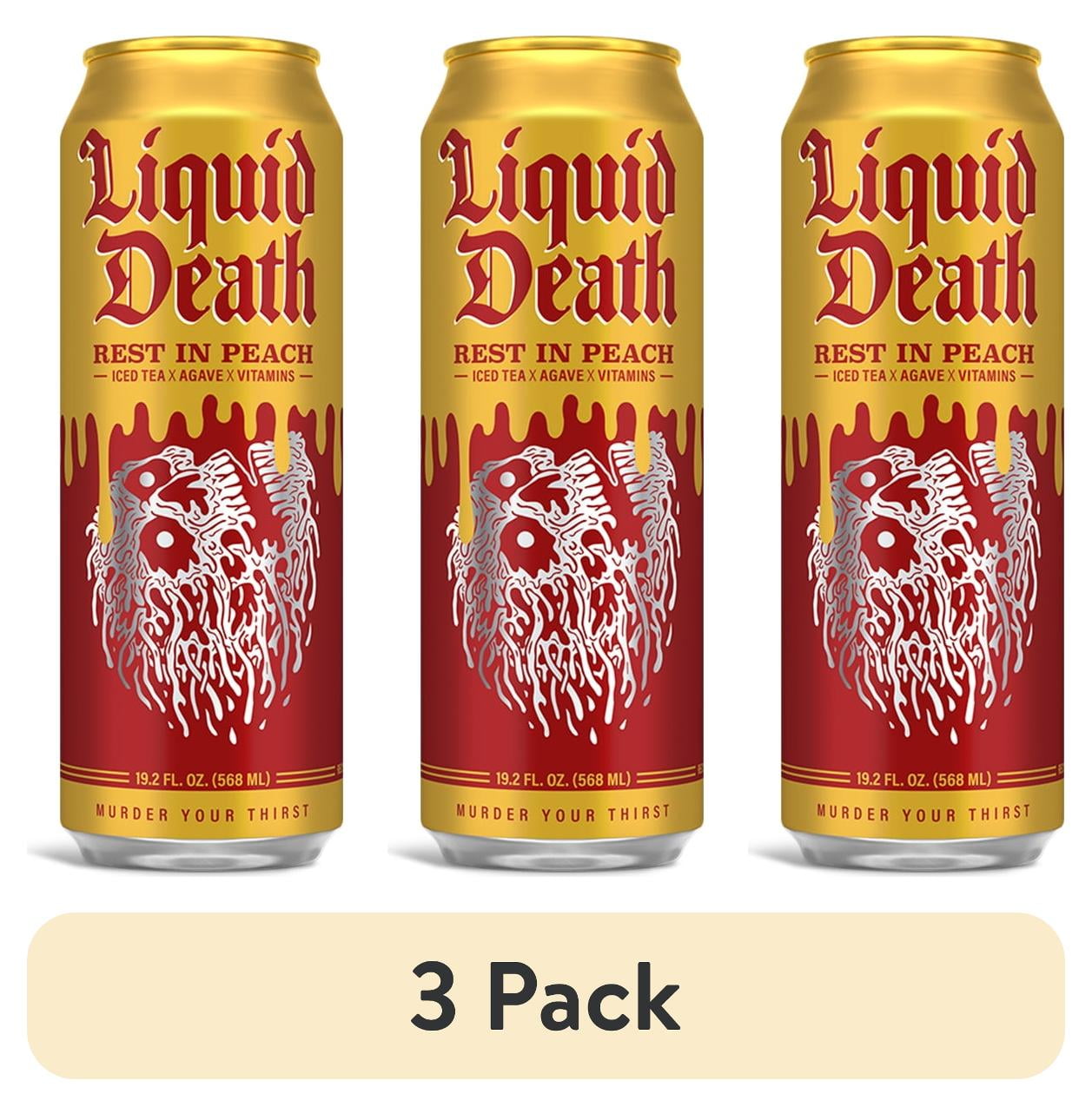 (3 pack) Liquid Death Iced Black Tea, Rest in Peach 19.2 oz King Size ...