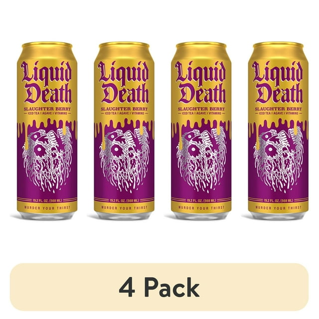(4 pack) Liquid Death, Slaughter Berry Iced Tea, 19.2 Oz King Sized Can ...