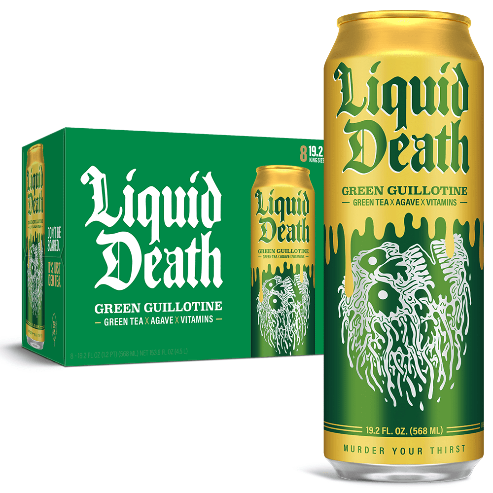 Liquid Death, Green Guillotine Iced Tea, 8-Pack (19.2oz Cans), Green ...