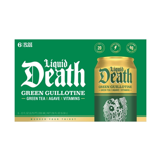 Liquid Death Iced Tea, Green Guillotine 12oz. Cans (6-Pack) - Walmart.com