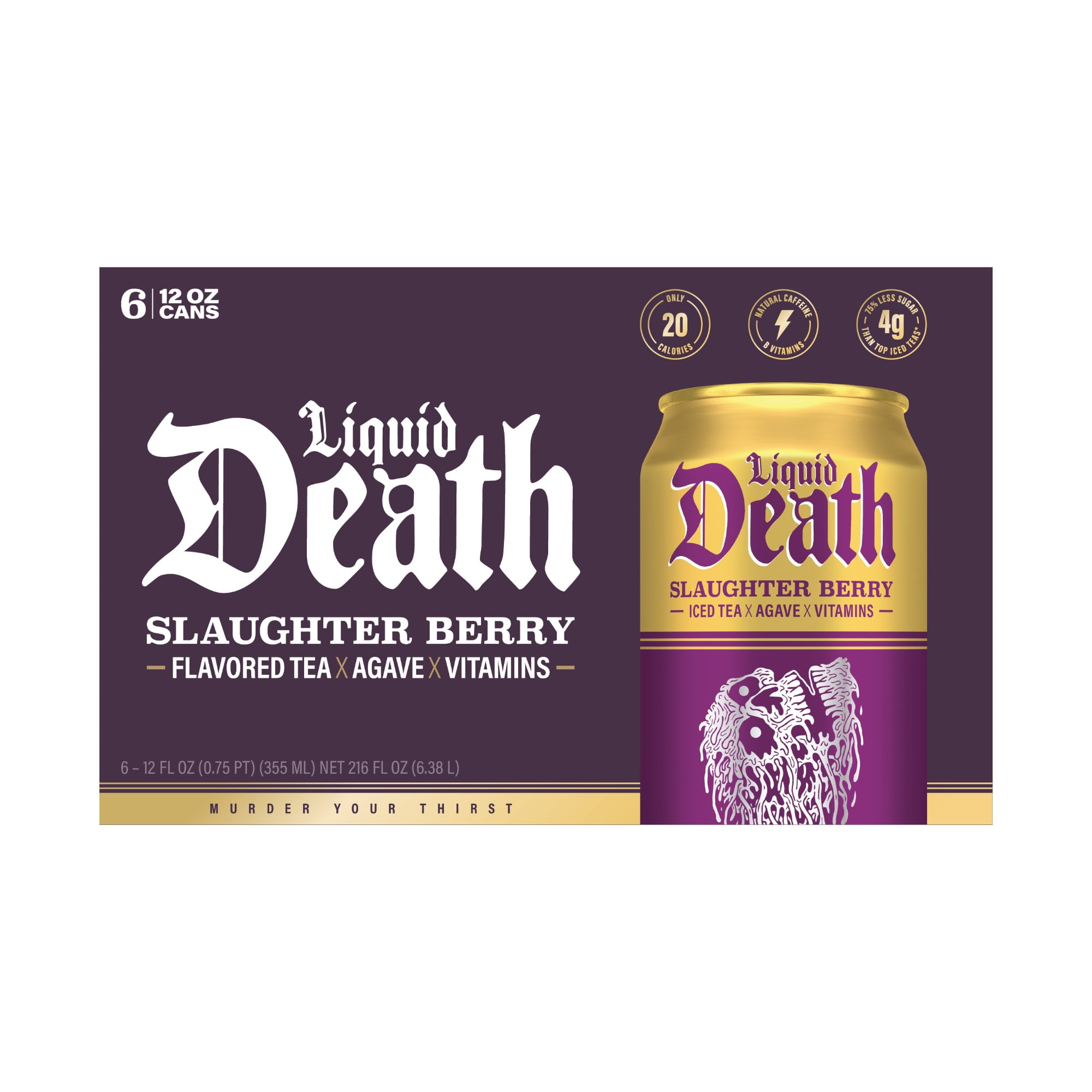 Liquid Death Iced Tea, Slaughter Berry 12oz. Cans (6-Pack) - Walmart.com