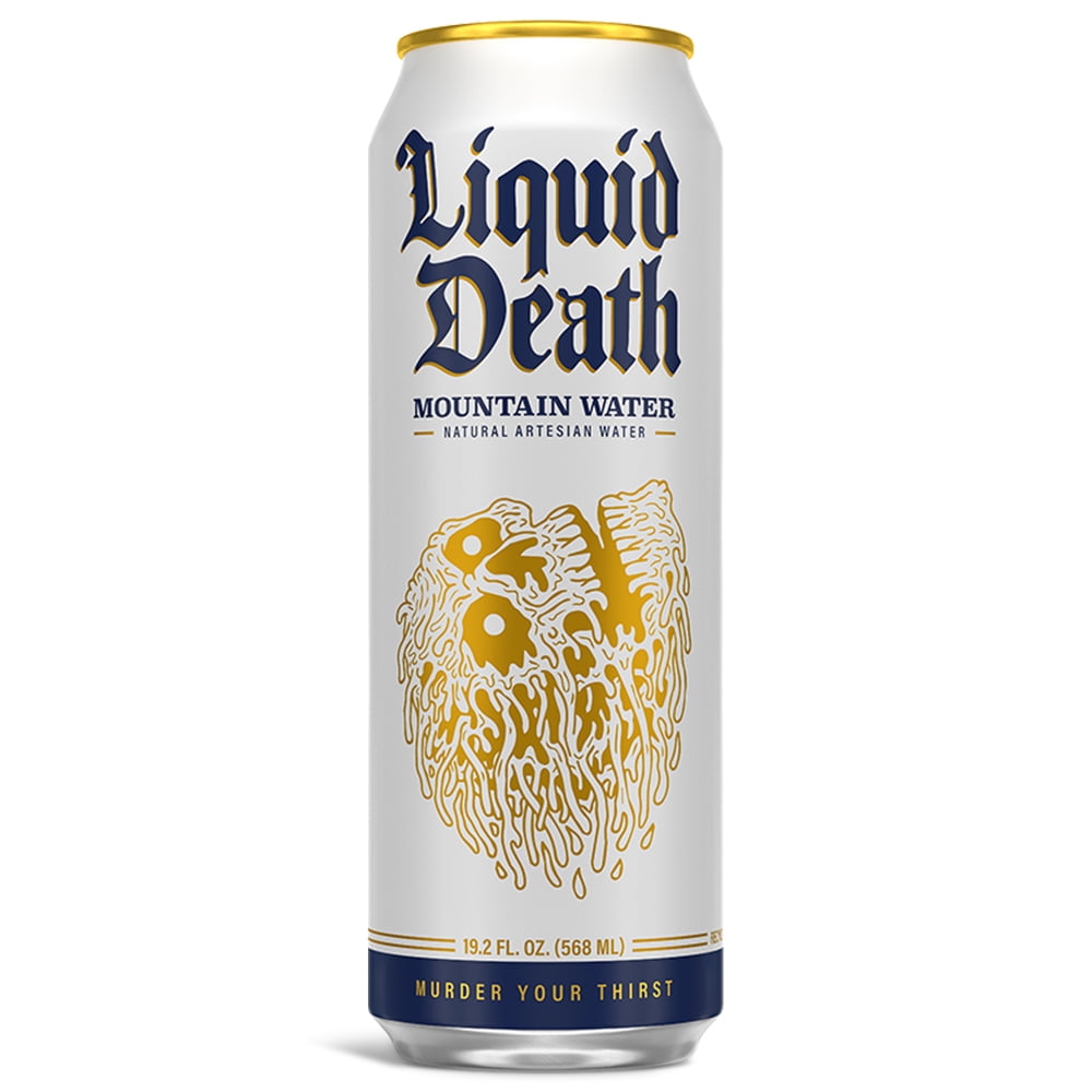 Liquid Death Mountain Water, 19.2 oz King Size Can, Natural Minerals ...