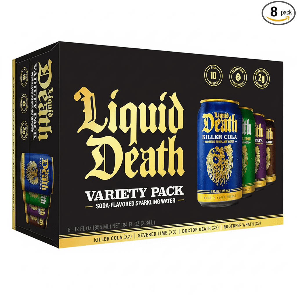 Liquid Death, Soda-Flavored Sparkling Water Variety PackSevered Lime ...