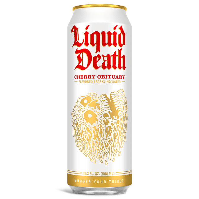 Liquid Death Sparkling Water, Cherry Obituary 19.2 oz King Size Can ...