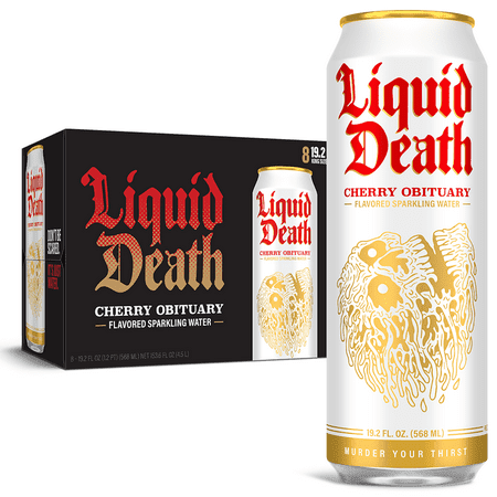 Liquid Death Water Sparkling Cherry Obit (24 Pack) 153.6 fl oz ...