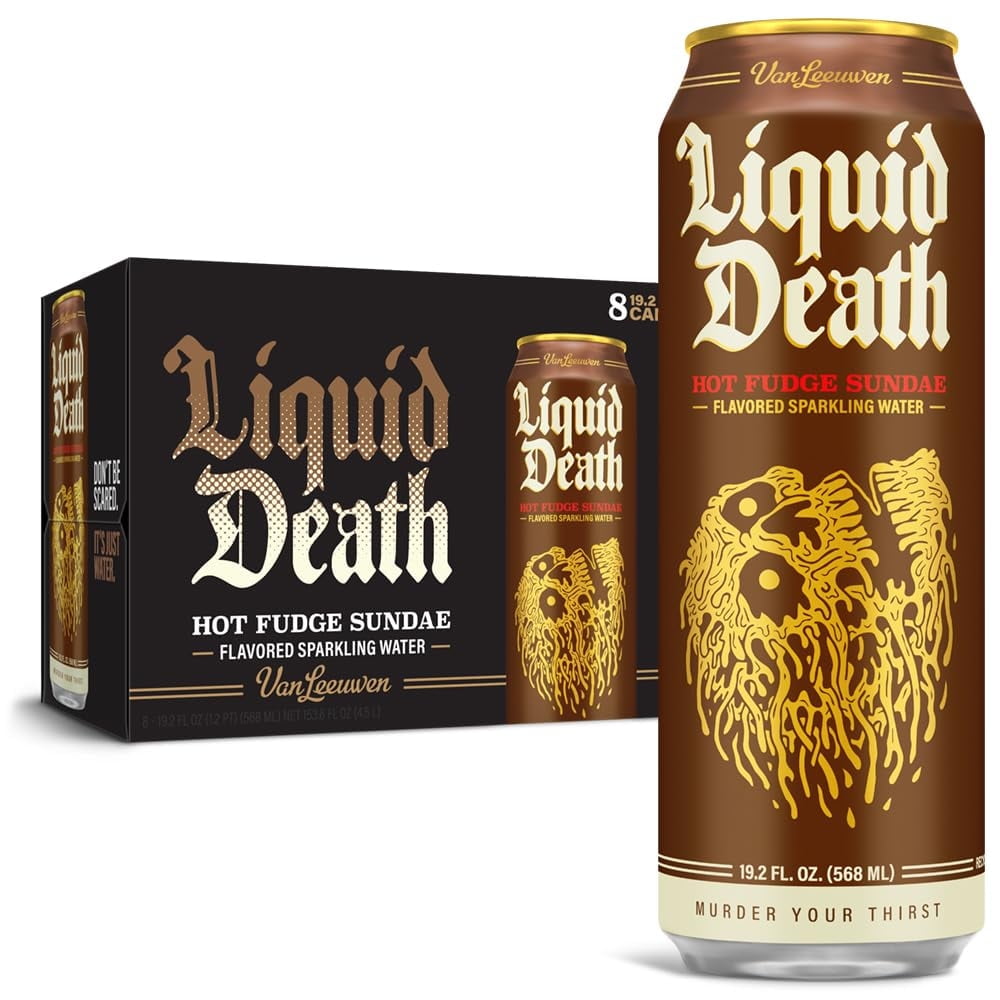 Liquid Death x Van Leeuwen Hot Fudge Sundae Sparkling Water, 8-Pack ...