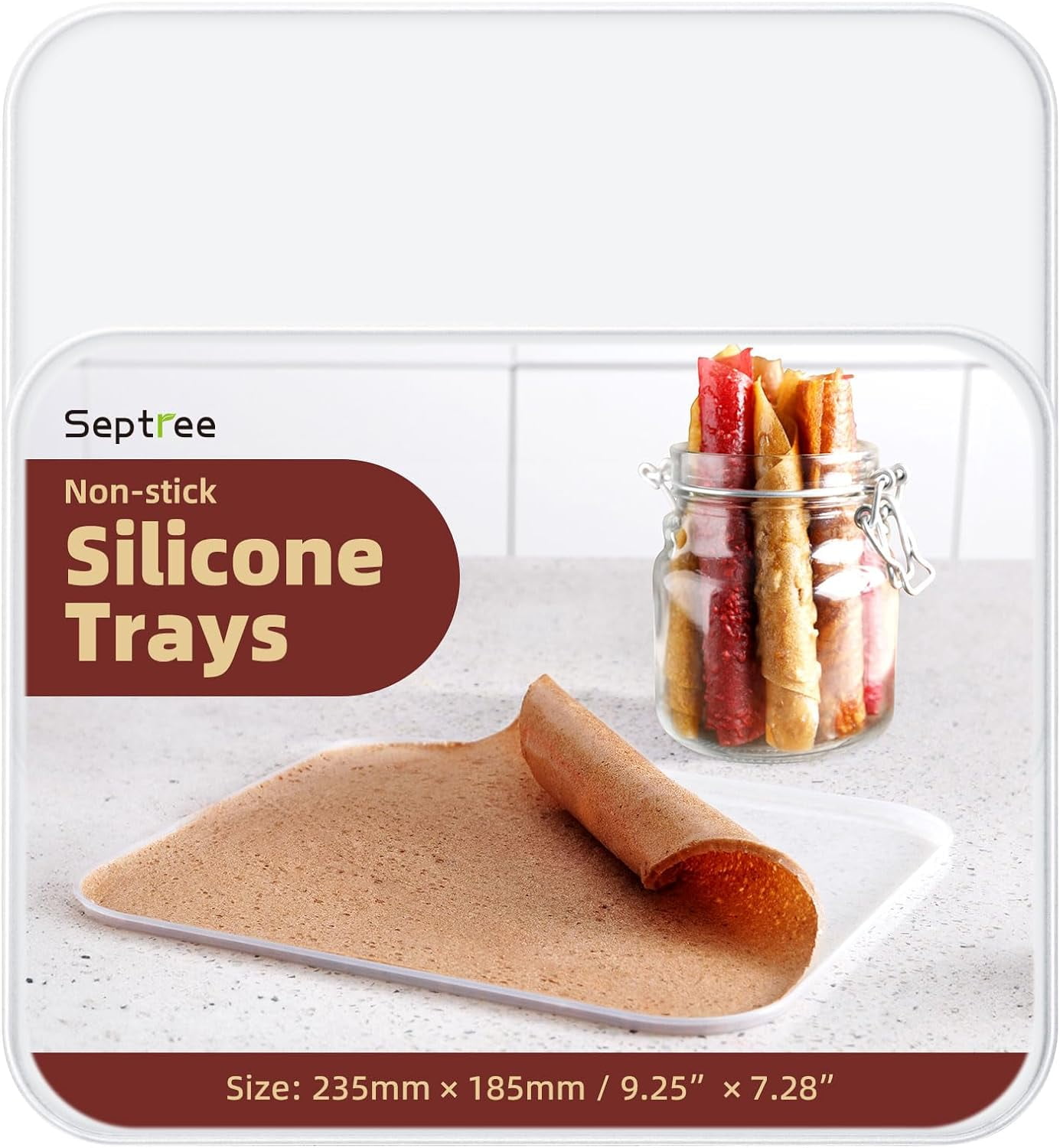 Liquid Dehydrator Trays, 2Pack (9x 7inch) Silicone Fruit Roll Sheets ...