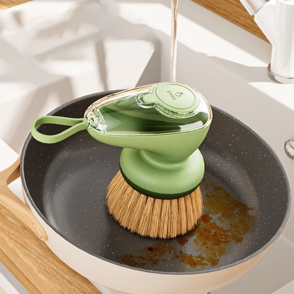 Liquid Dish Soap Dispenser Scrub Brush with Refillable Tank and Long ...