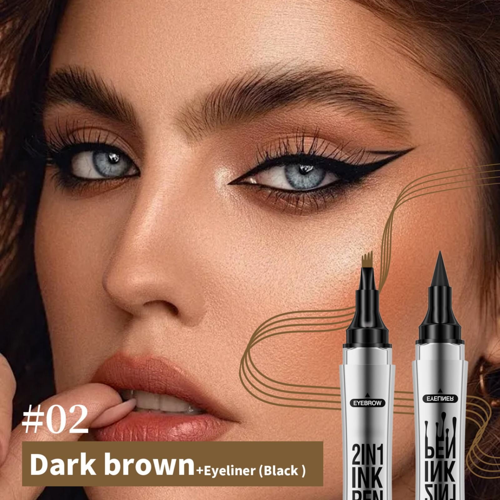 Liquid Eyeliner Eyebrow Pencil 2 in 1 Eyebrow Pen with 4 Tip Brow Pen ...
