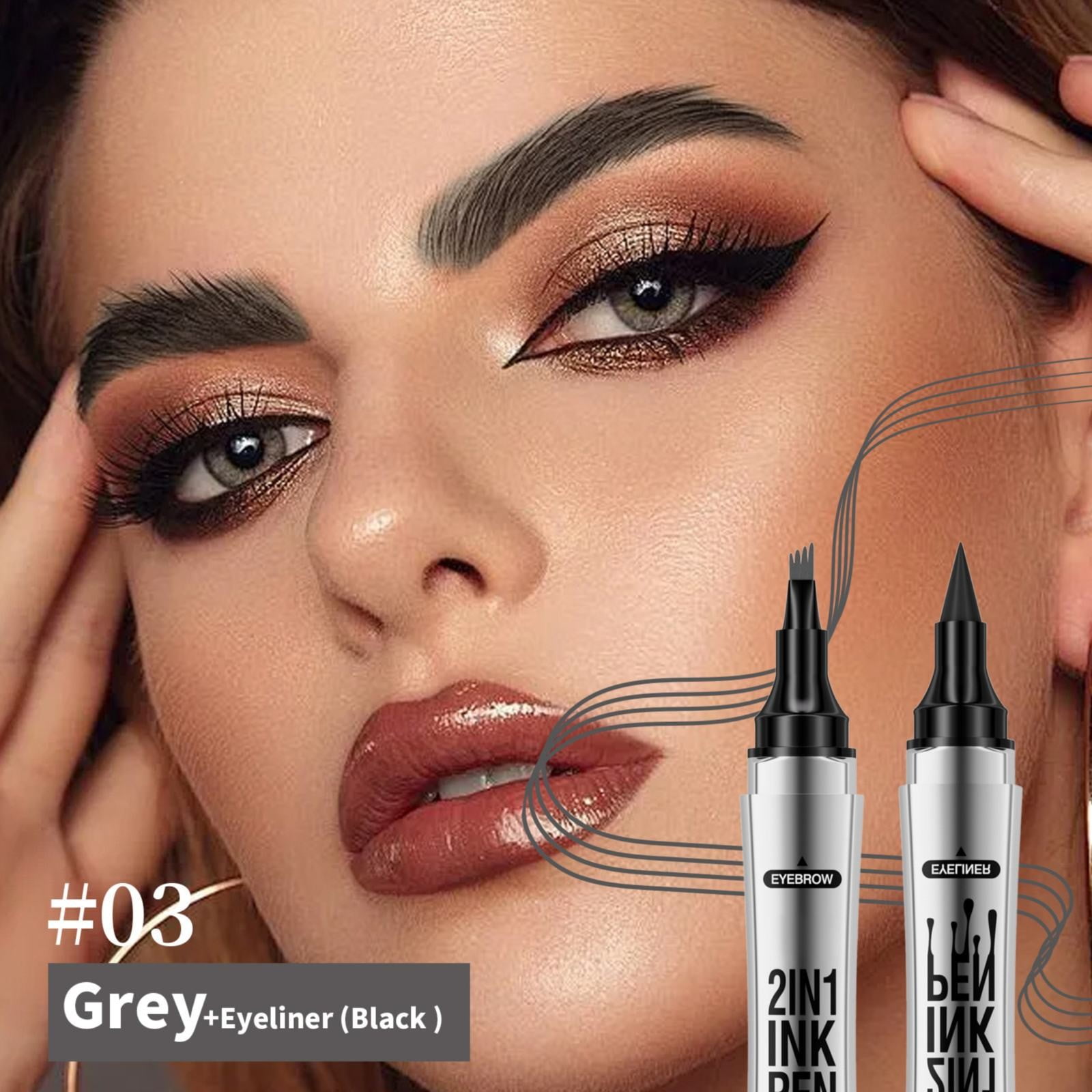 Liquid Eyeliner Eyebrow Pencil 2 in 1 Eyebrow Pen with 4 Tip Brow Pen ...