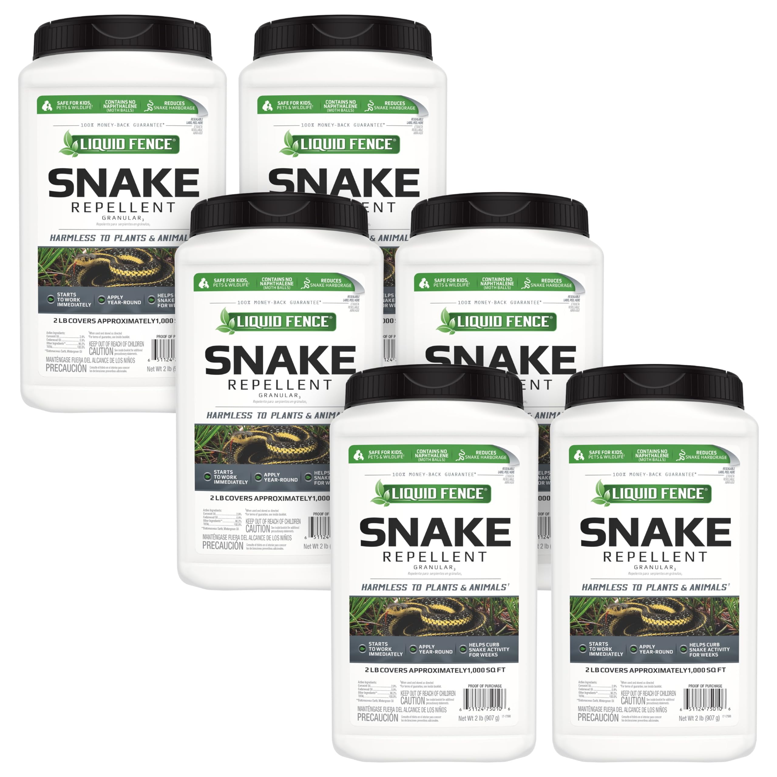 Liquid Fence Snake Repellent Granular, 2-Pound, 6-Pack, Plain - Walmart.com
