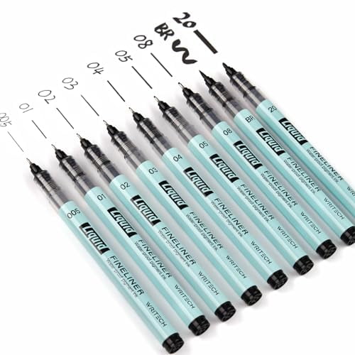 Liquid Fineliner Pens Black Precision Multiliner Pen 9 Pack, Quick Dry ...