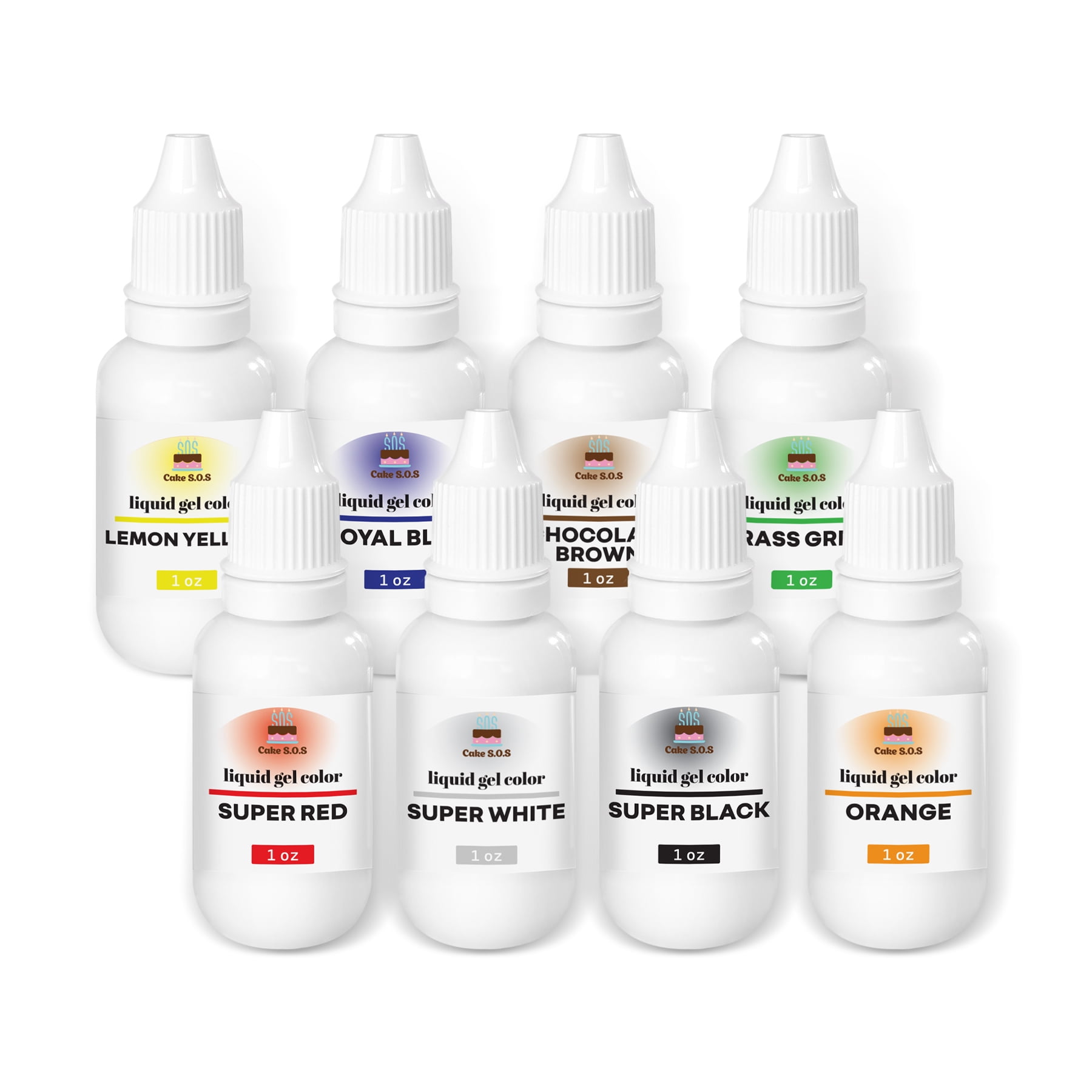 Liquid Gel Food Colors Set #1 for Cake and Cookie Decorating, 1 oz ...