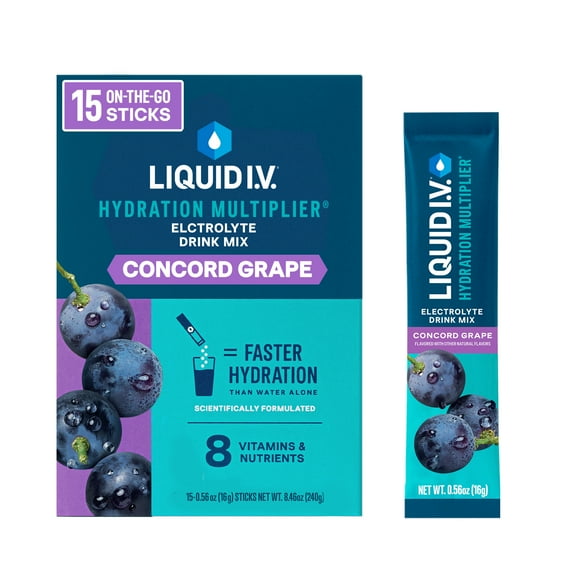 Liquid I.V. Concord Grape Hydration Multiplier Powder, Electrolyte ...