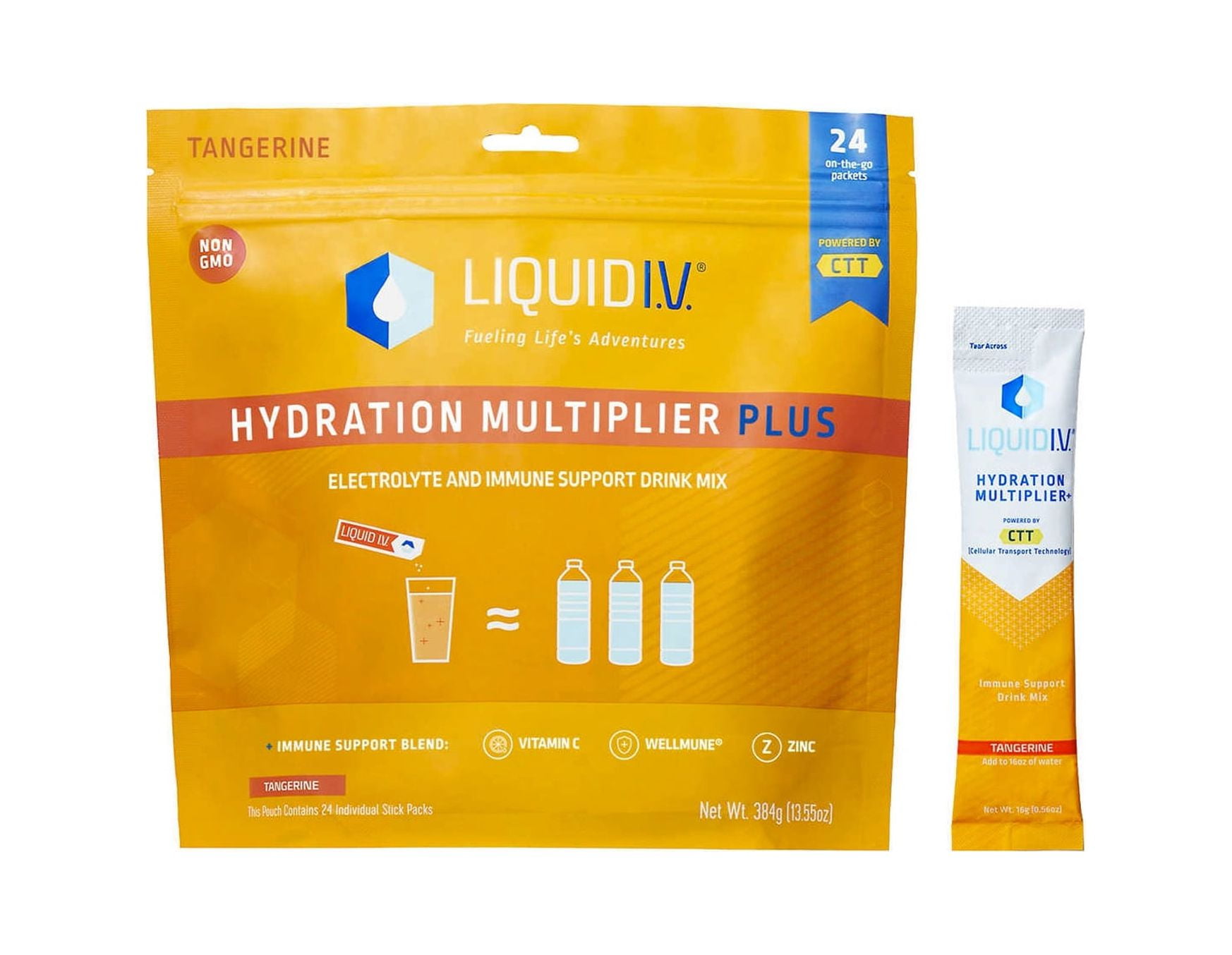 Liquid I.V. Energy Multiplier Plus Immune Support Tangerine, 24 Stick ...