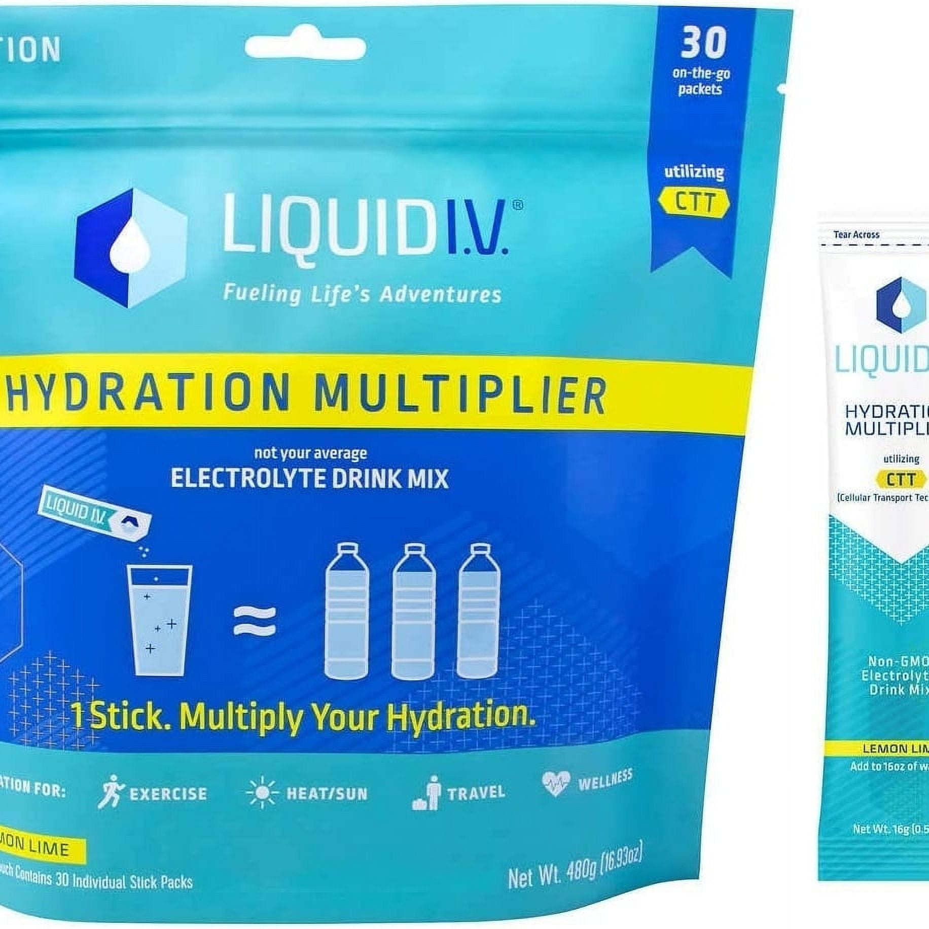 Liquid I.V. Hydration Multiplier, 30 Stick Packs in Resealable Pouch ...