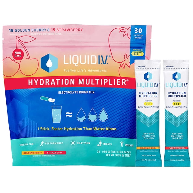 Liquid I.V. Hydration Multiplier, Golden Cherry & Strawberry ...