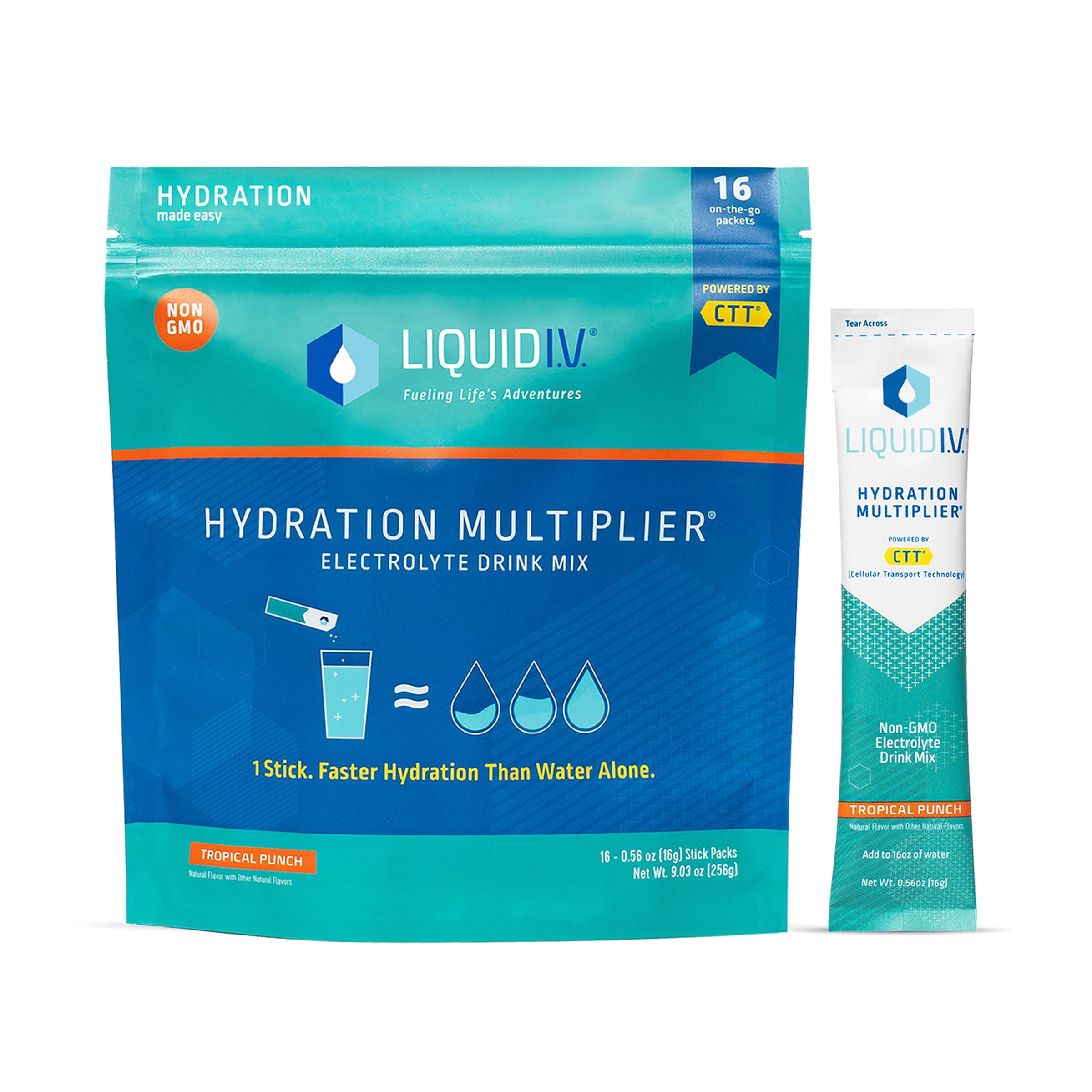 Liquid I.V. Hydrate Faster with Electrolyte Drink Mix, Tropical Punch ...