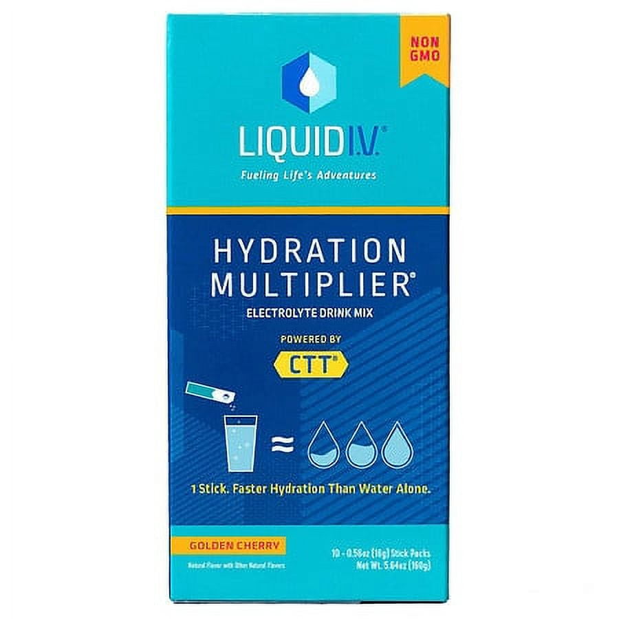 Liquid IV Hydrating Electrolyte Golden Cherry Drink Mix, Water Packs ...