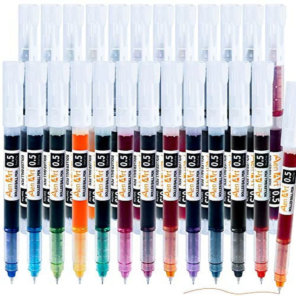 Liquid Ink Rolling Ball Stick Pens, Extra Fine Point (0.5mm) Rollerball ...