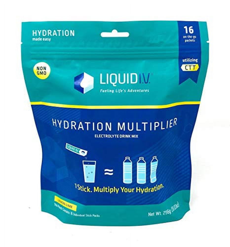 Liquid Iv, Lemon Lime Hydration Pouch, 16 Count (Pack of 1) - Walmart.com