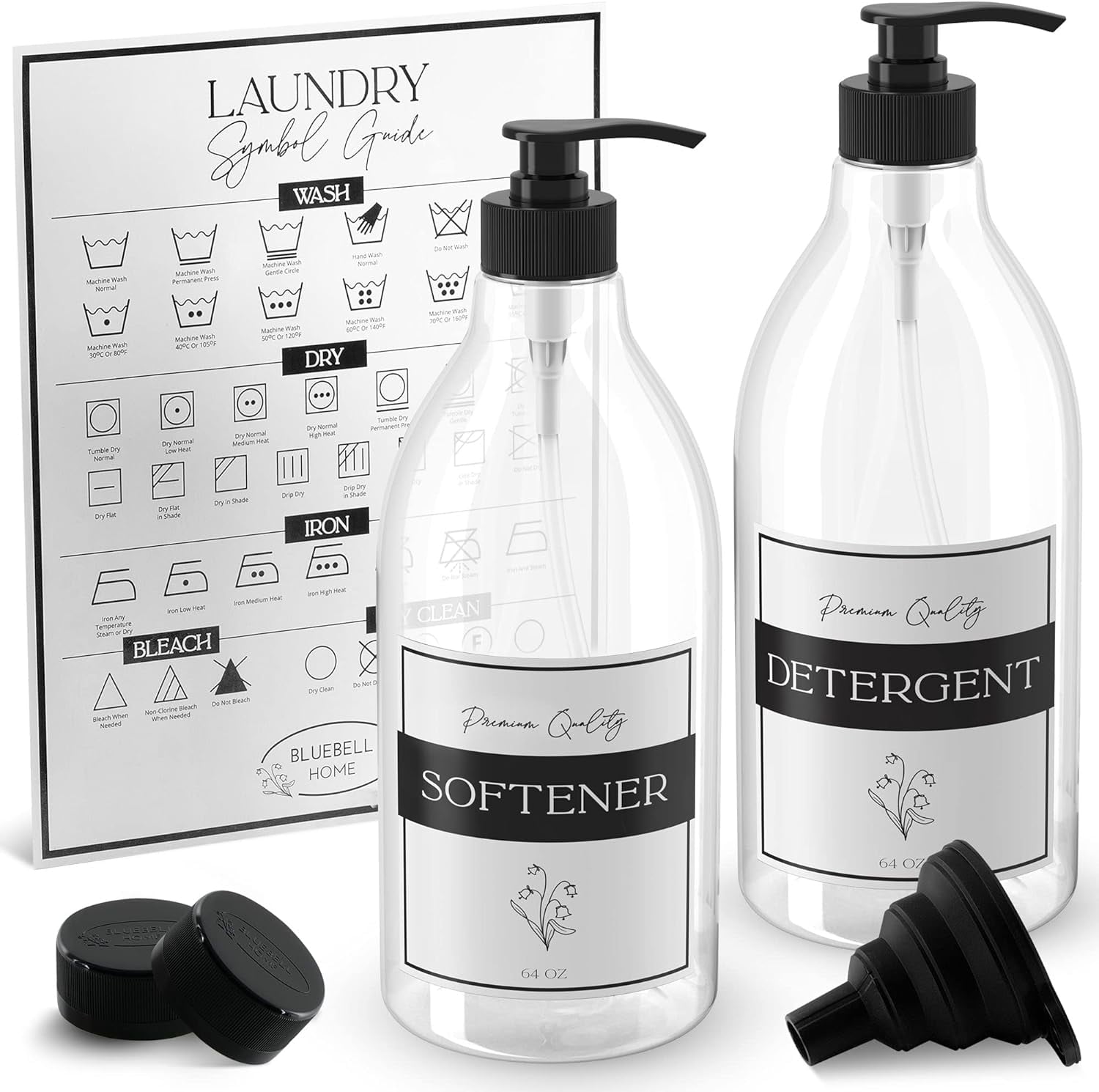 Liquid Laundry Detergent Dispenser for Laundry Room, 2 (64 Oz) PET ...