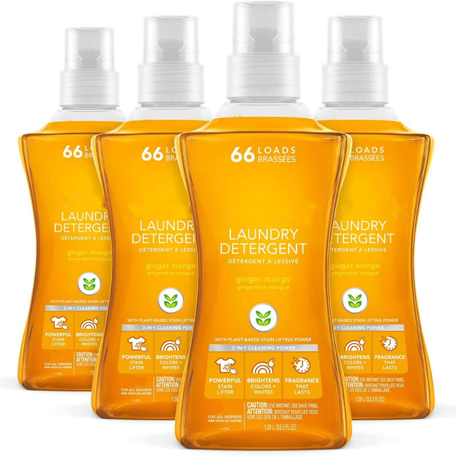 Liquid Laundry Detergent; Ginger Mango Scent; Stain Remover; 66 Loads ...