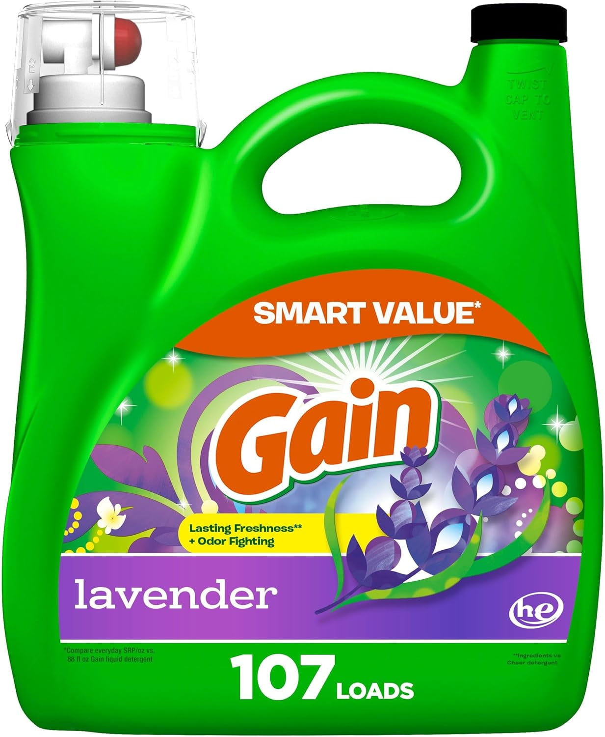 Liquid Laundry Detergent, Lavender Scent, 154 fl oz, 107 loads, HE ...