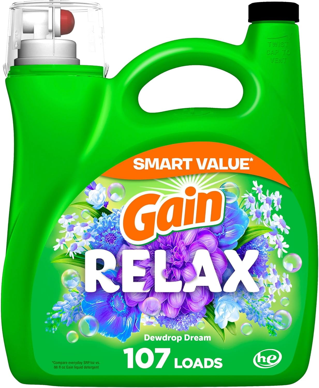 Liquid Laundry Detergent, Relax, HE Compatible, 154 fl oz, 107 Loads ...