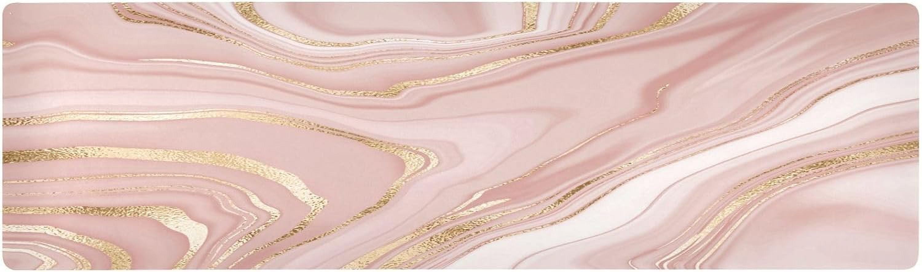 FREEAMG Marble Pink Golden Long Trivet Table Runner Non-Slip Heat ...