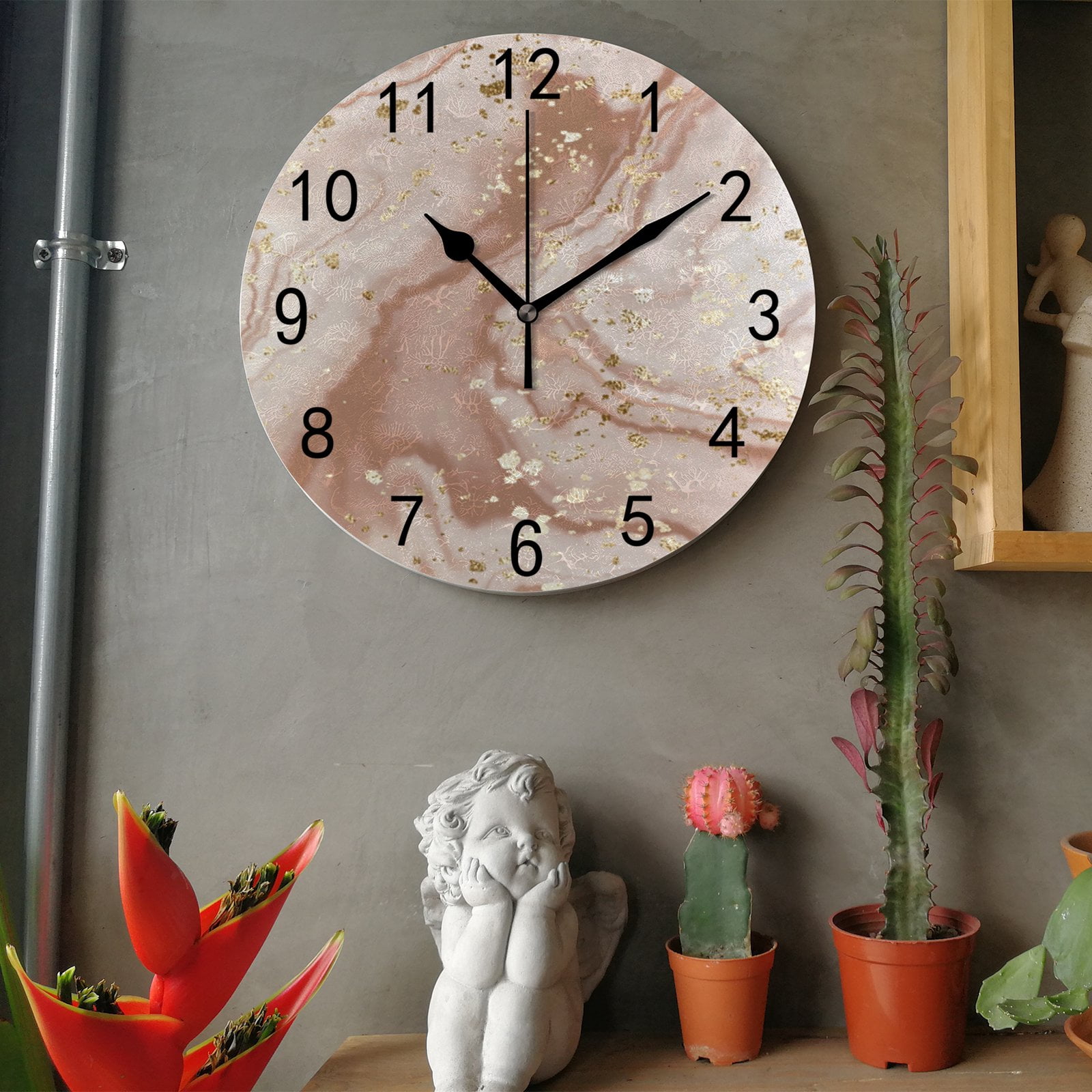 Liquid Marble Kitchen Wall Clock, Silent Non Ticking 10 Inch Wall ...