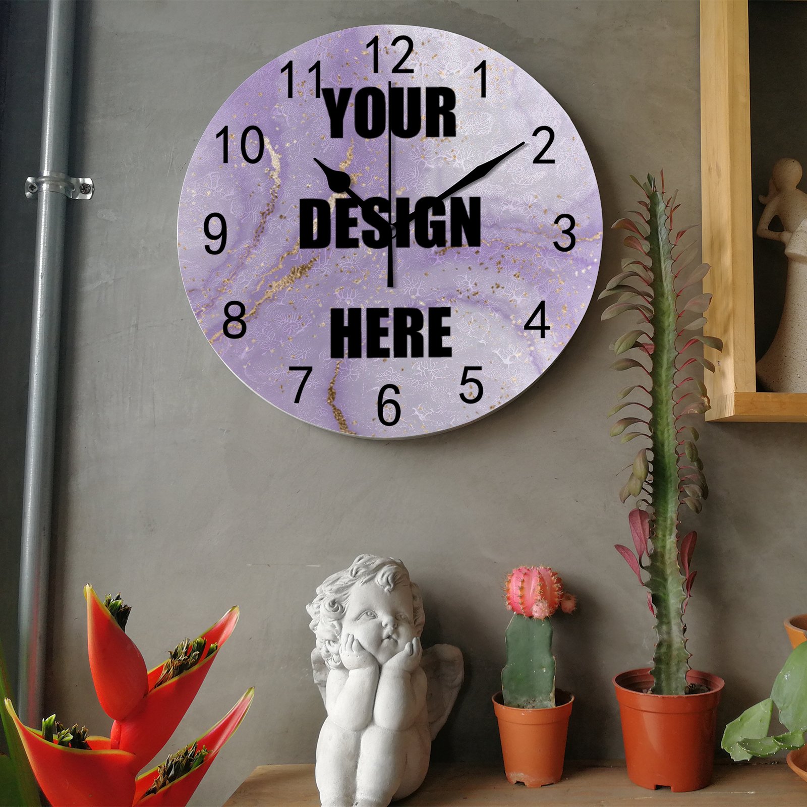 Liquid Marble Round Wall Clock 10 Inch, Silent Non Ticking Wall Clocks ...