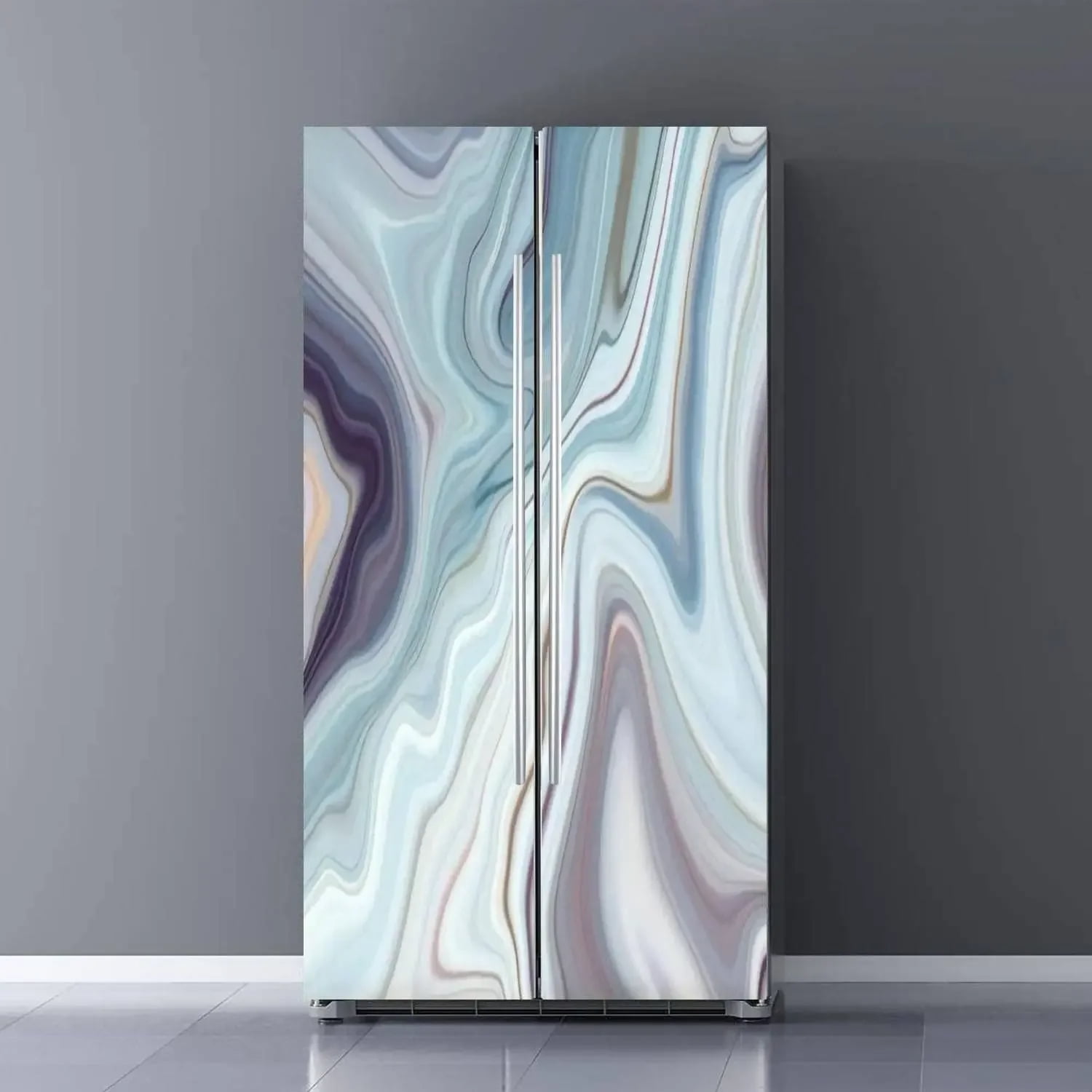 Liquid Marble Texture Refrigerator Stickers Abstract Blue Marbling ...