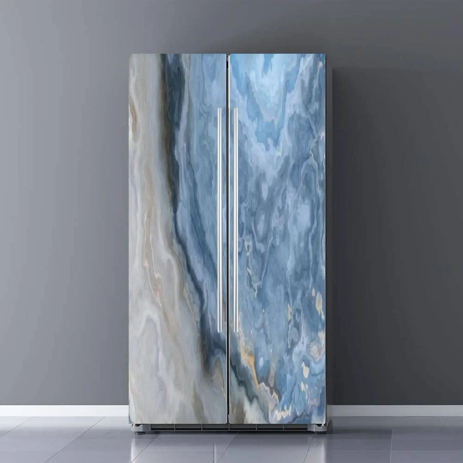 Liquid Marble Texture Refrigerator Stickers Abstract Blue Marbling ...