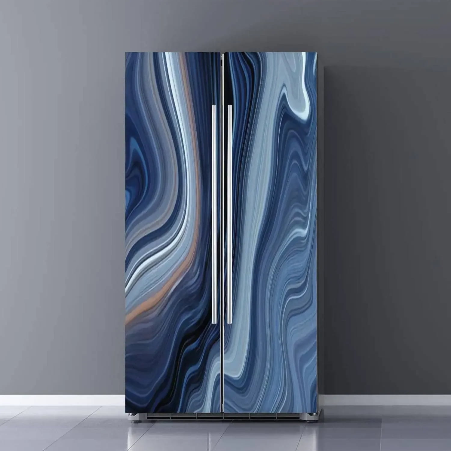 Liquid Marble Texture Refrigerator Stickers Abstract Blue Marbling ...