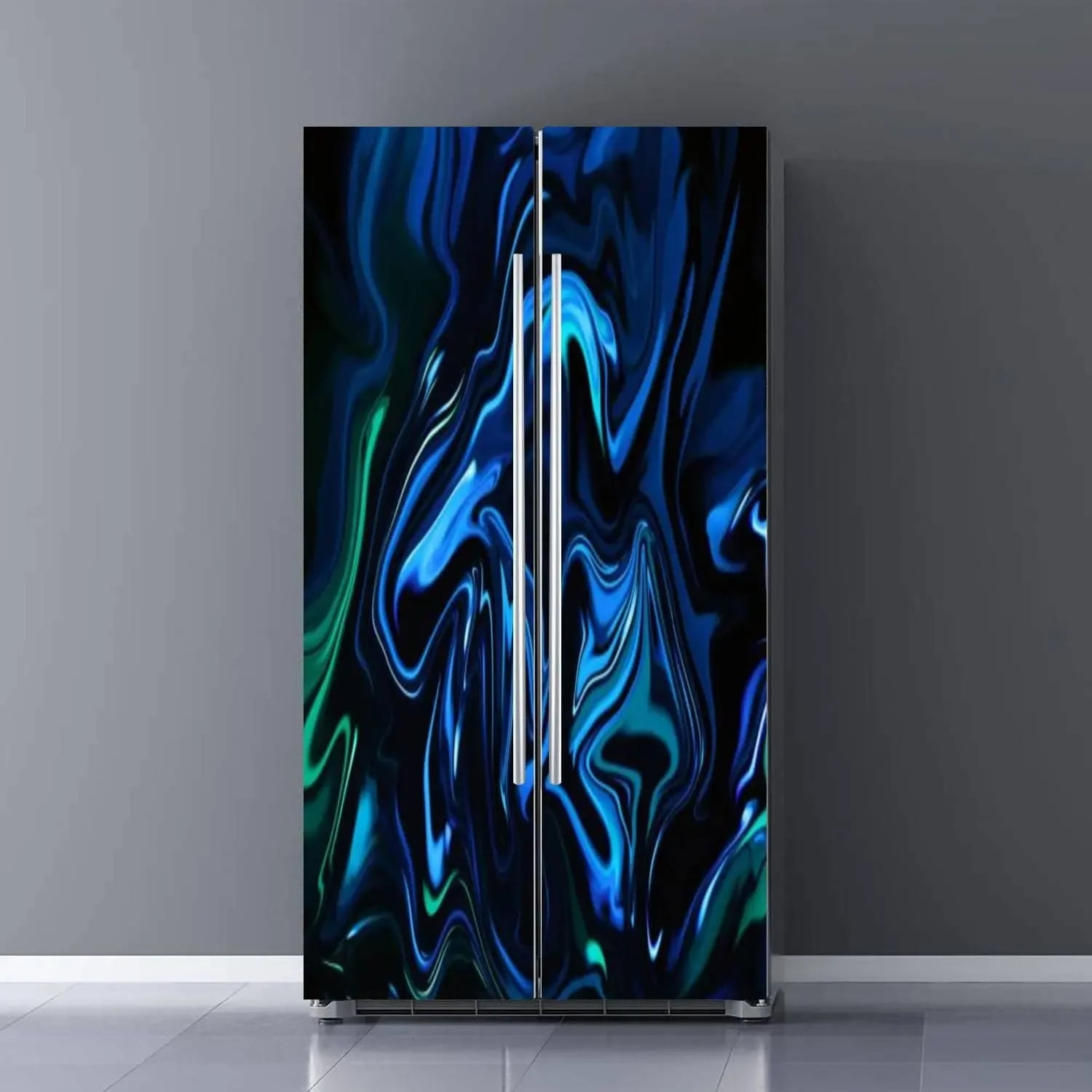 Liquid Marble Texture Refrigerator Stickers Abstract Blue Marbling ...