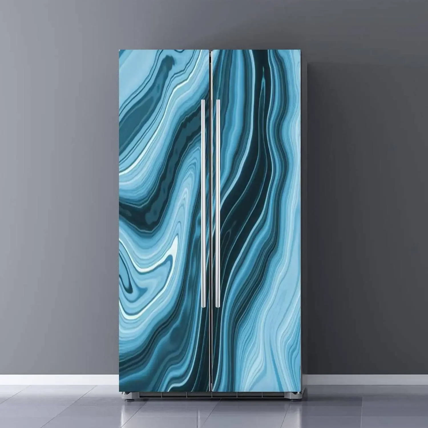 Liquid Marble Texture Refrigerator Stickers Abstract Blue Marbling ...