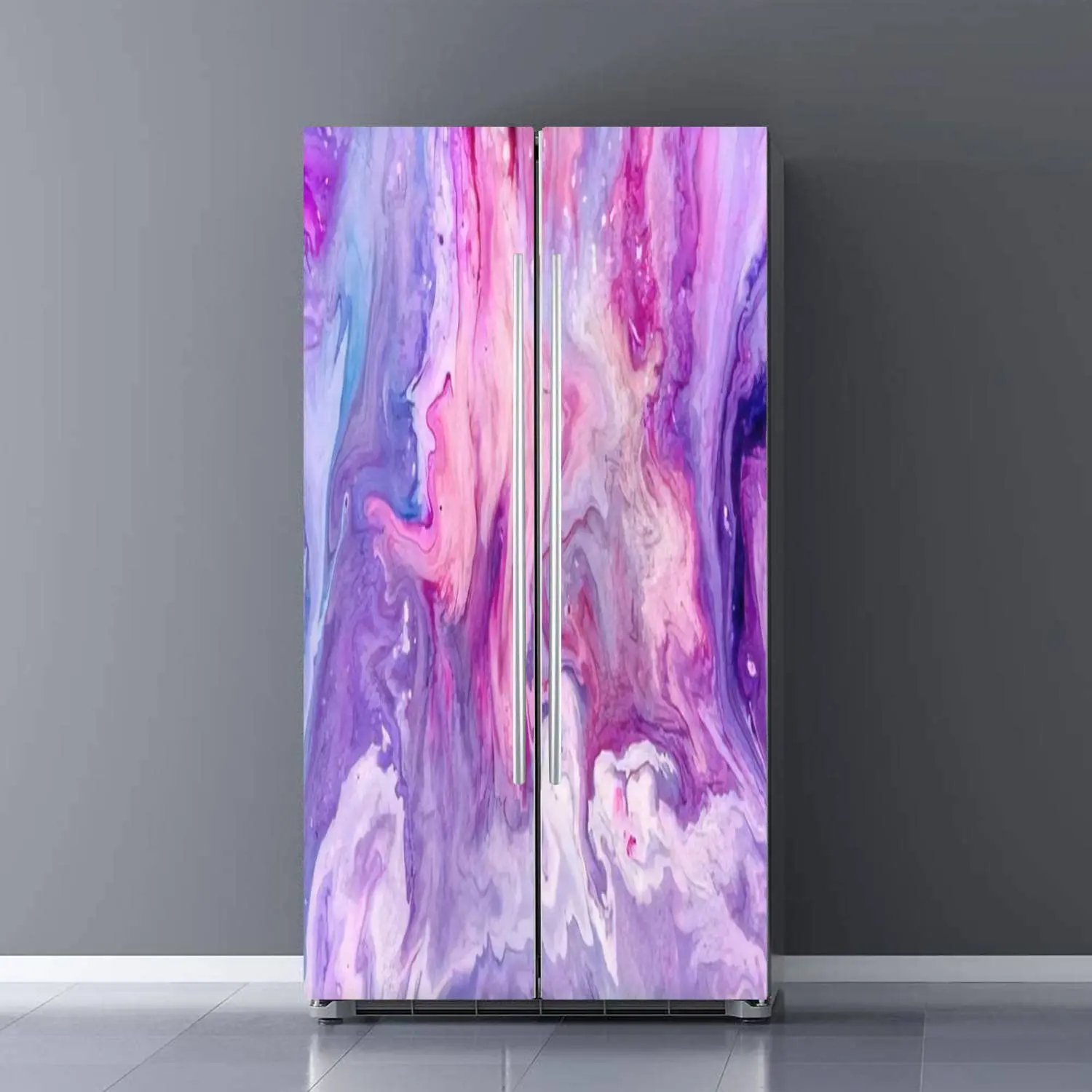 Liquid Marble Texture Refrigerator Wrap Abstract Blue Marbling Fridge ...