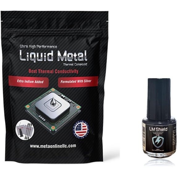 Liquid Metal Thermal Paste(1.5 Gram) 130WmK + Liquid Metal Shield (5ml ...