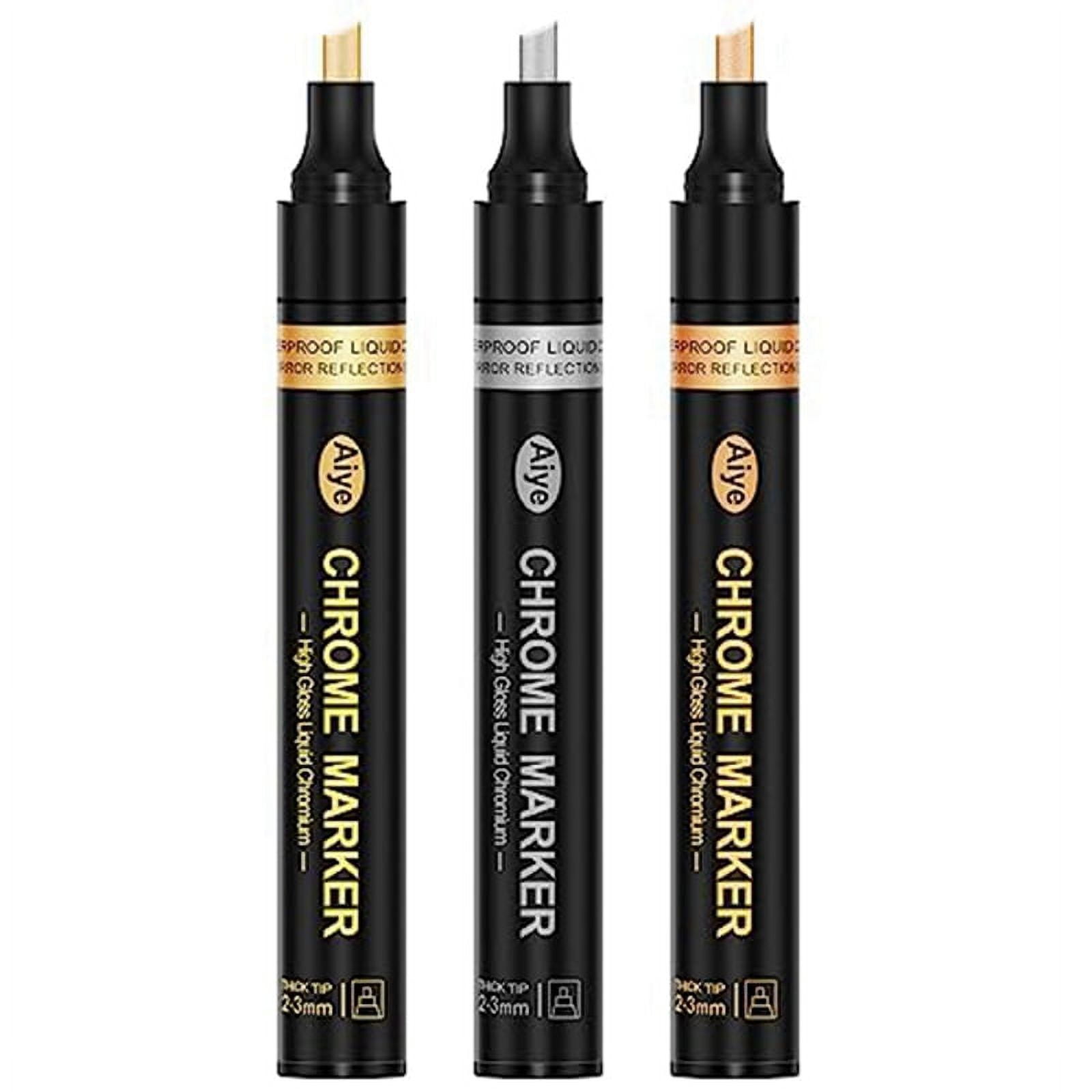 Liquid Mirror Chrome Markers, 3 Colors Permanent Metallic Markers, 2 ...