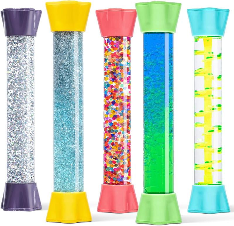 Liquid Motion Bubbler Toy Cool Tubes 5-Pack Colorful Hourglass Timer with Droplet Movement ...