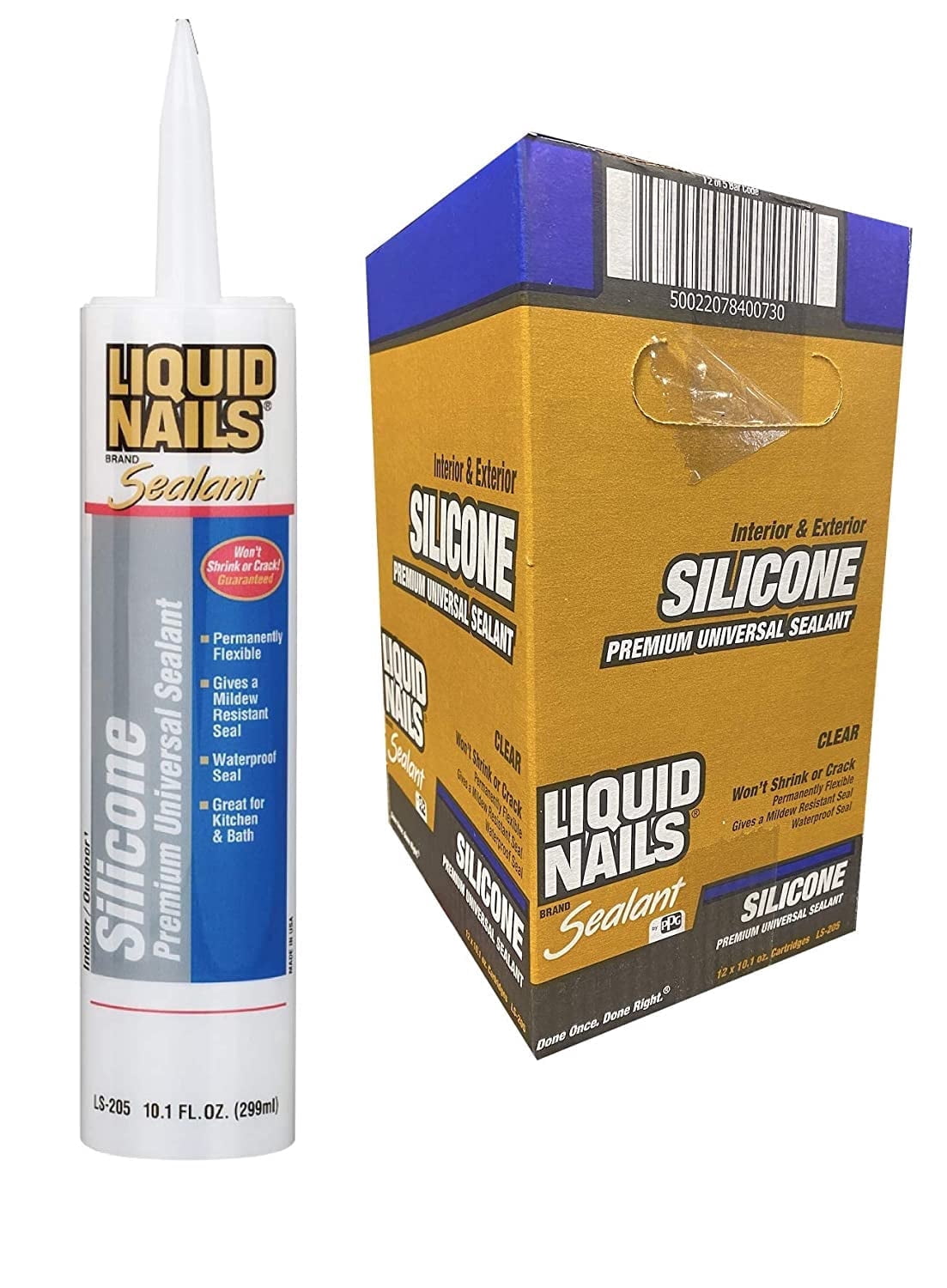 LIQUID NAILS Silicone, Clear Silicone Sealant Industrial Sealant, 10.1 ...