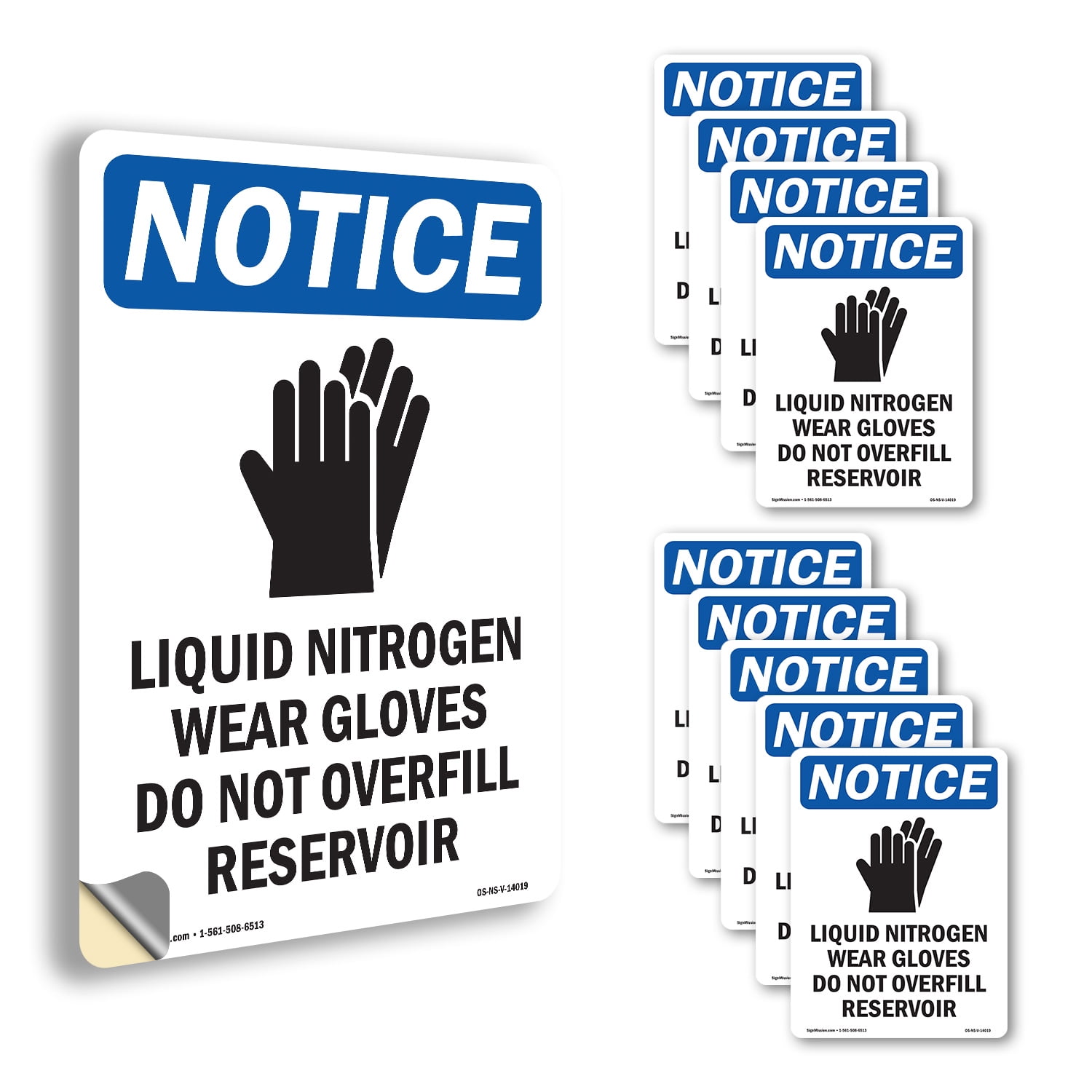 Liquid Nitrogen Wear With Symbol OSHA Notice Vinyl Decal Label 7 Inch x ...